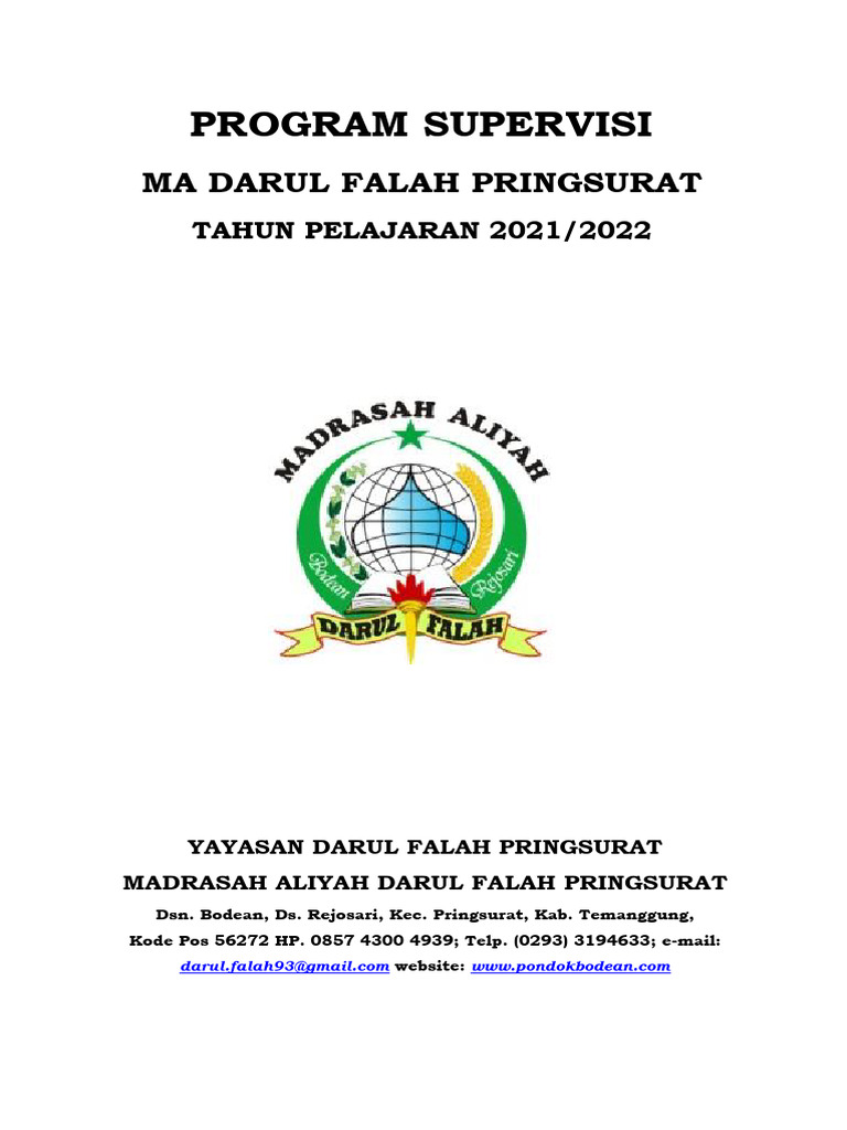 Cover Program Supervisi | PDF