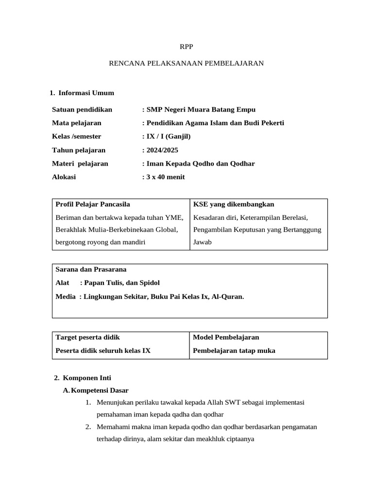 RPP Ibu Aukhia Fiks | PDF