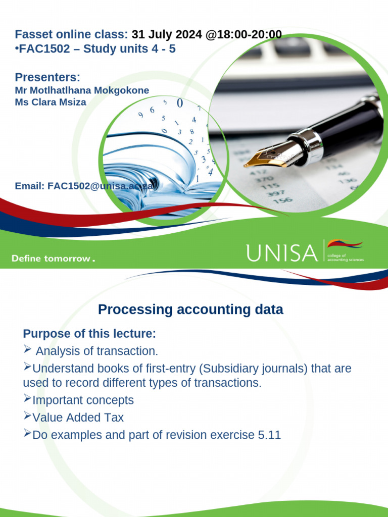 Class Slides 31 July 2024 Fasset Online Class Study Unit 4 5 | PDF