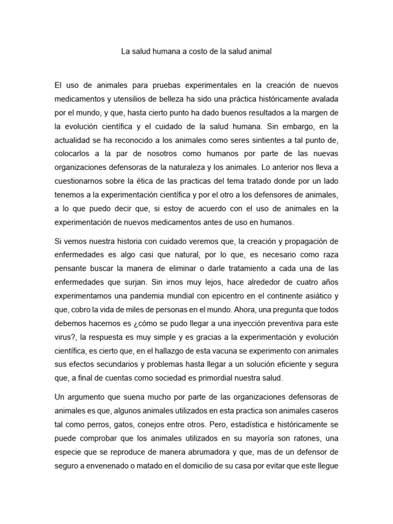 La Salud Humana A Costo de La Salud Animal | PDF