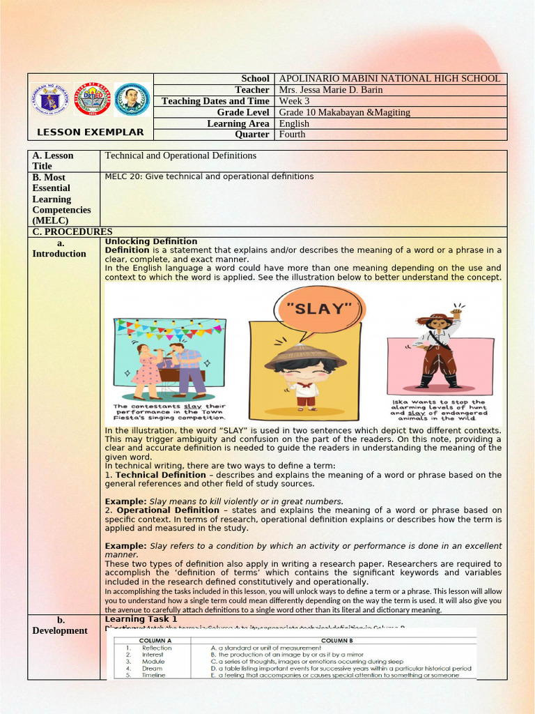 Lesson Exemplar English 10 w3 - q4 | PDF