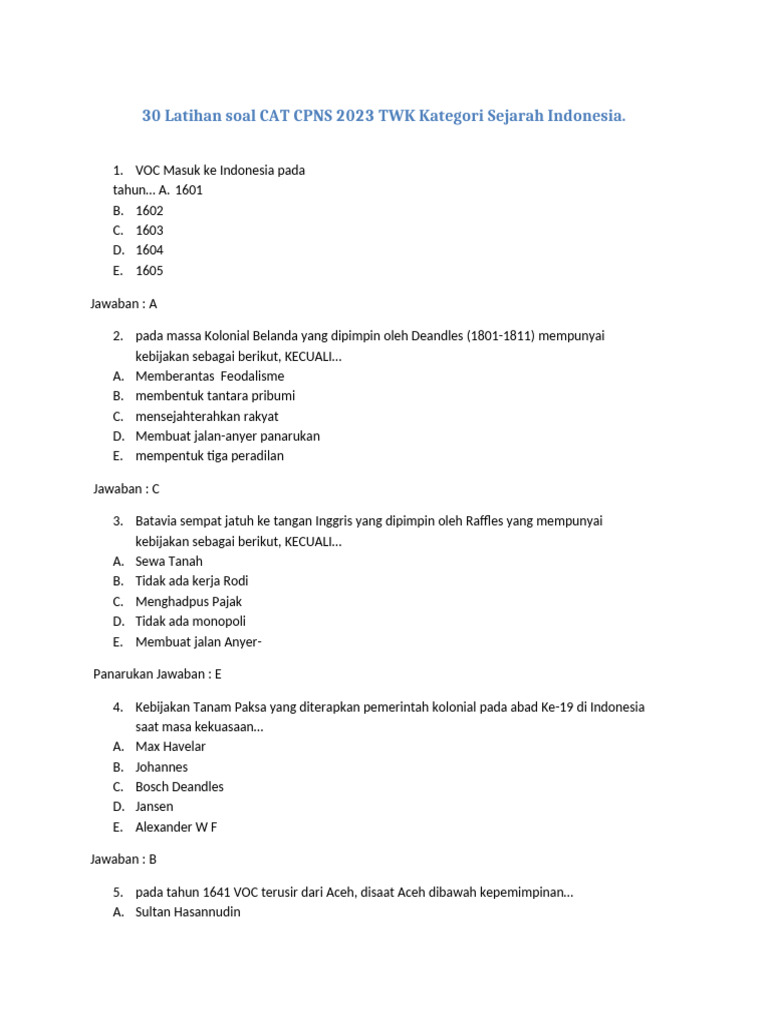 30 Latihan Soal CAT CPNS 2023 PDF | PDF