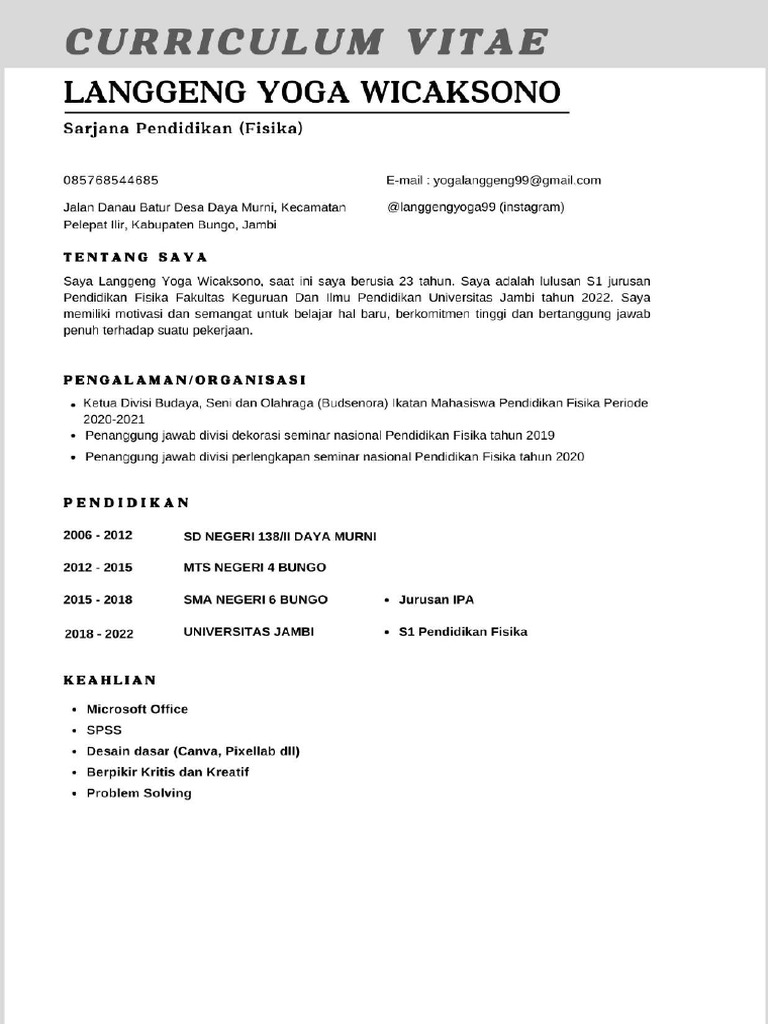 CV Baru Langgeng Yoga Wicaksono | PDF