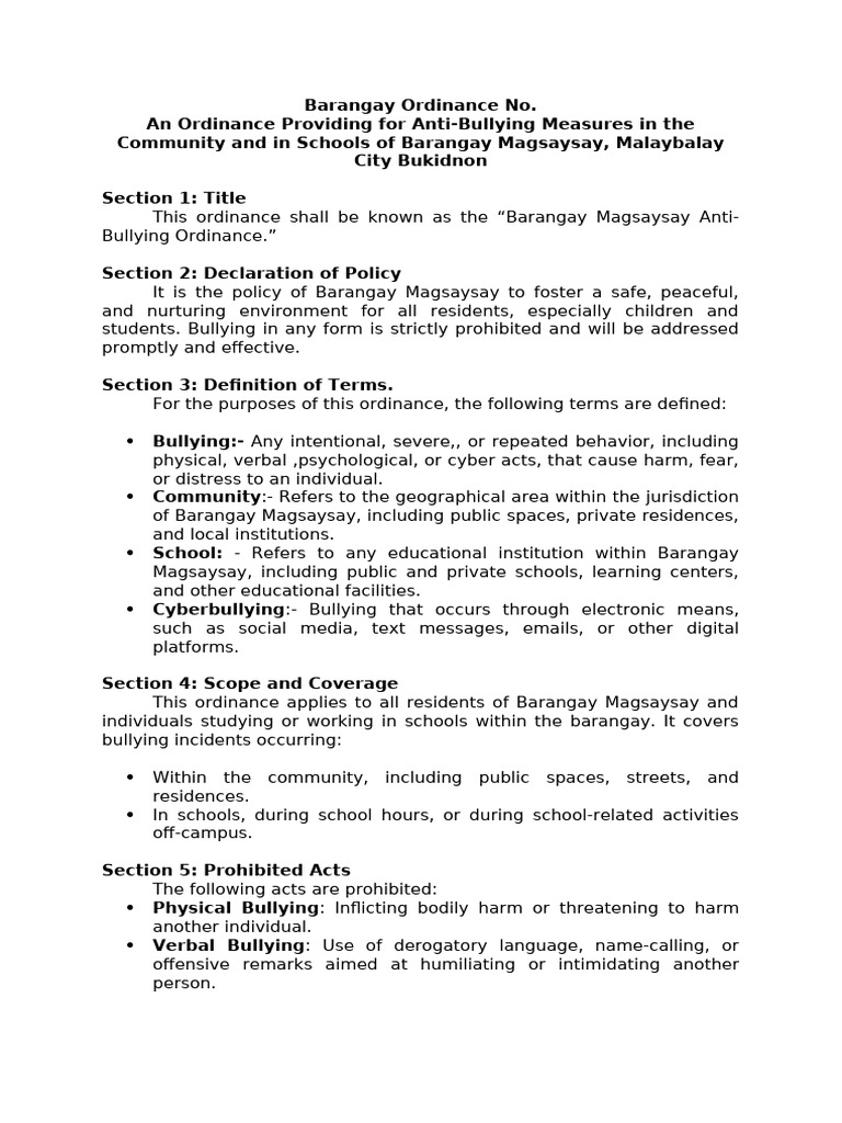 Barangay Ordinance No | PDF