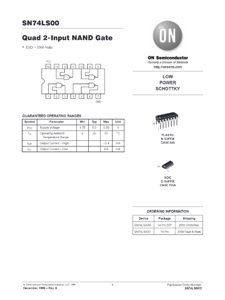 SN74LS00 PDF, SN74LS00 Description, SN74LS00 Datasheet, SN74LS00 View ...