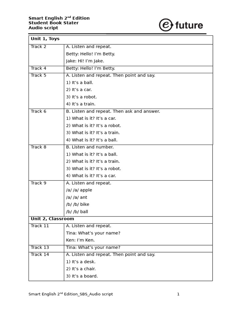Smart - English - 2nd - Edition - Student - Book - Starter - Audio Script - 5289 | PDF