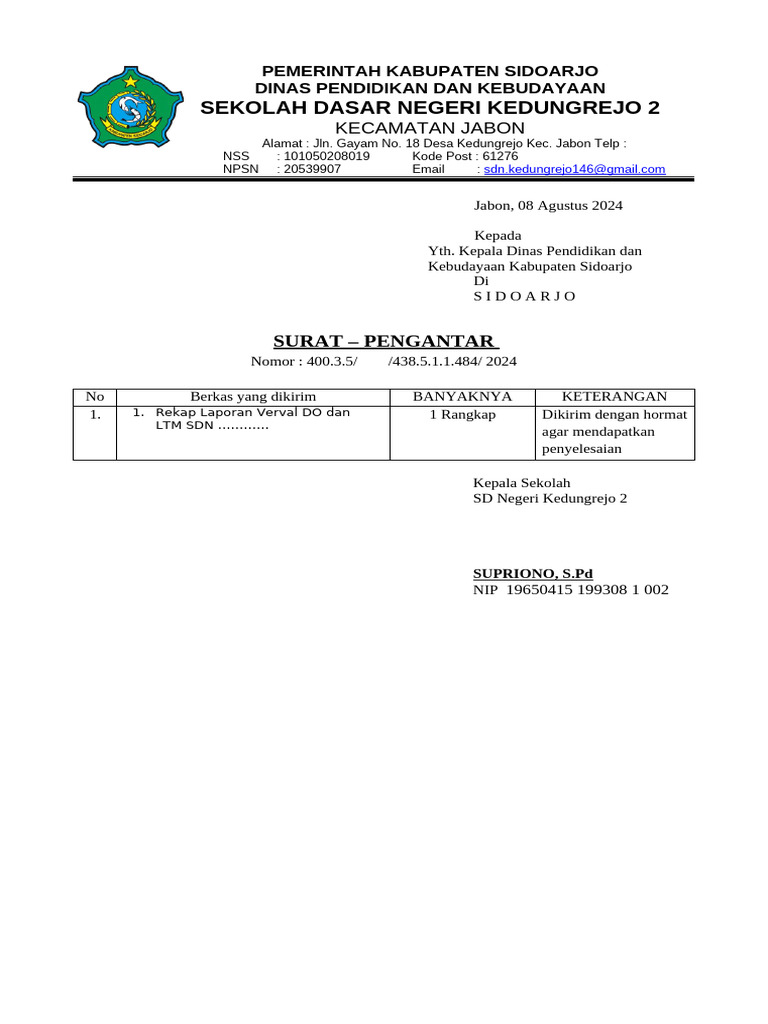 Surat Pengantar DO LTM | PDF