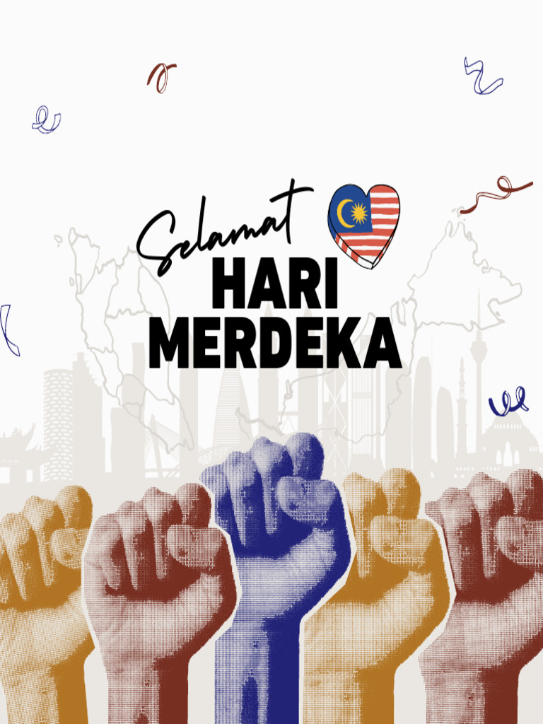 Red Blue and Yellow Illustrated Hari Merdeka Selamat Greeting Instagram ...