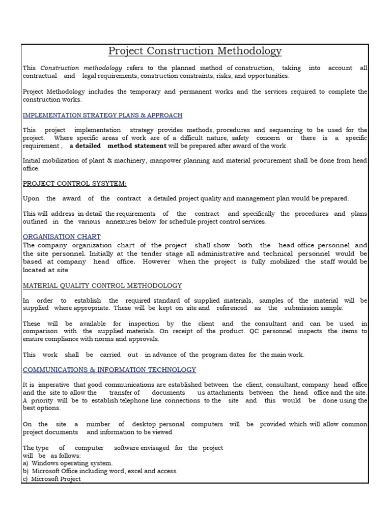 Project Construction Methodology | PDF