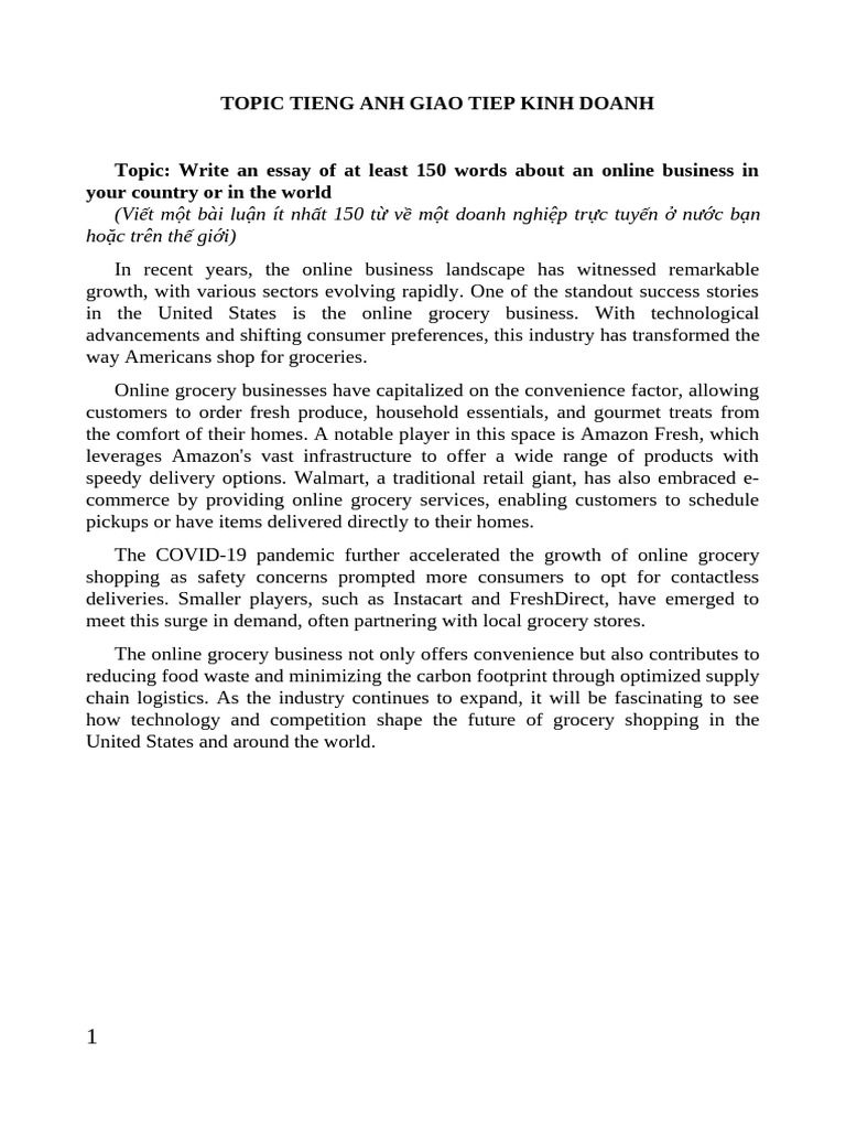 VIET TOPIC TA GIAO TIẾP KINH DOANH | PDF