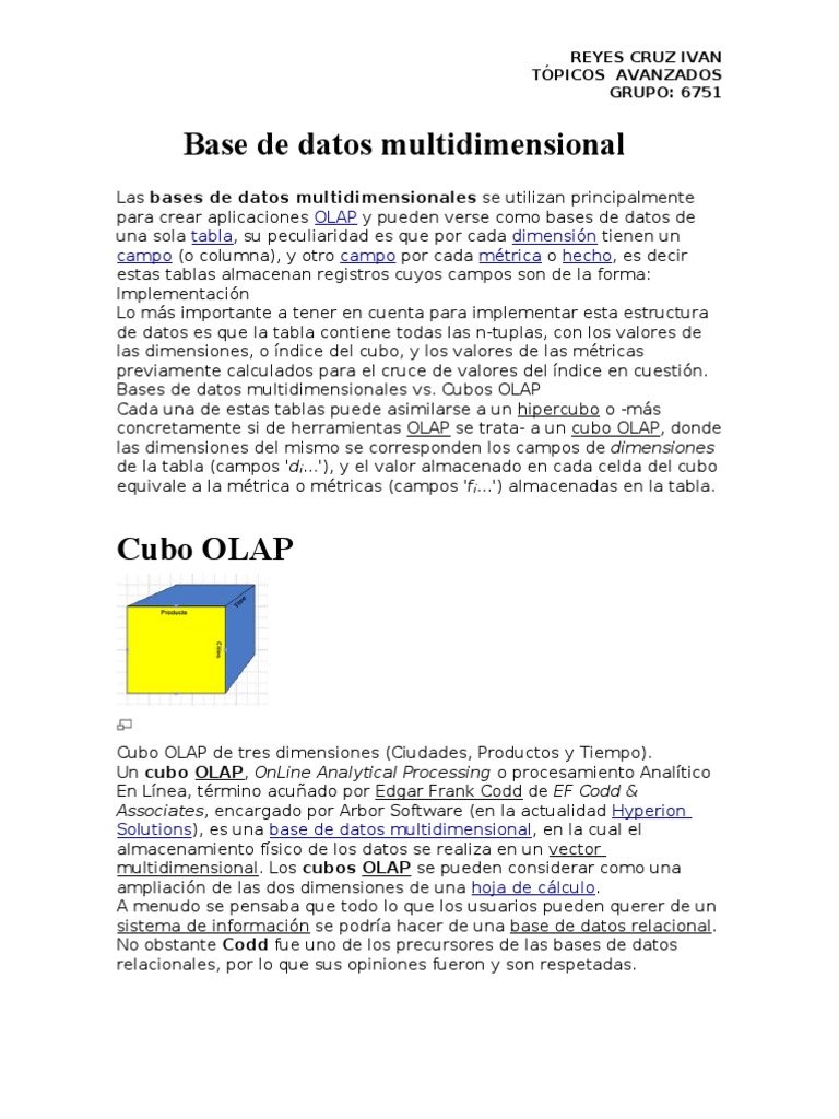 Base de Datos Multidimensional 2 | PDF | Gestión de datos | Bases de datos