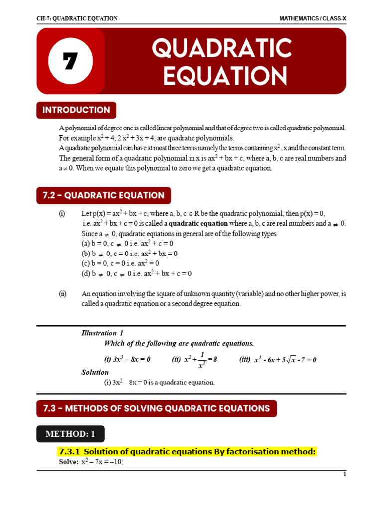Maths Class 10 | PDF