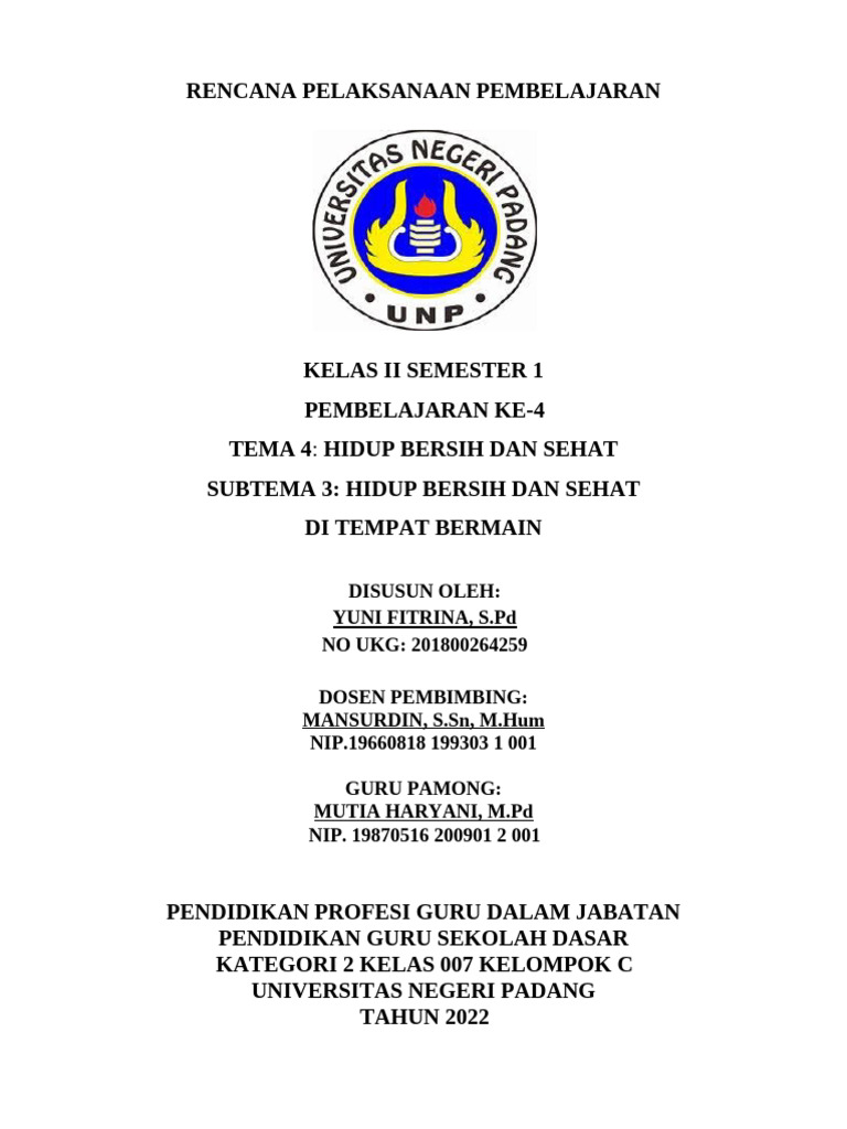 RPP Daring - Peerteaching - YUNI FITRINA | PDF