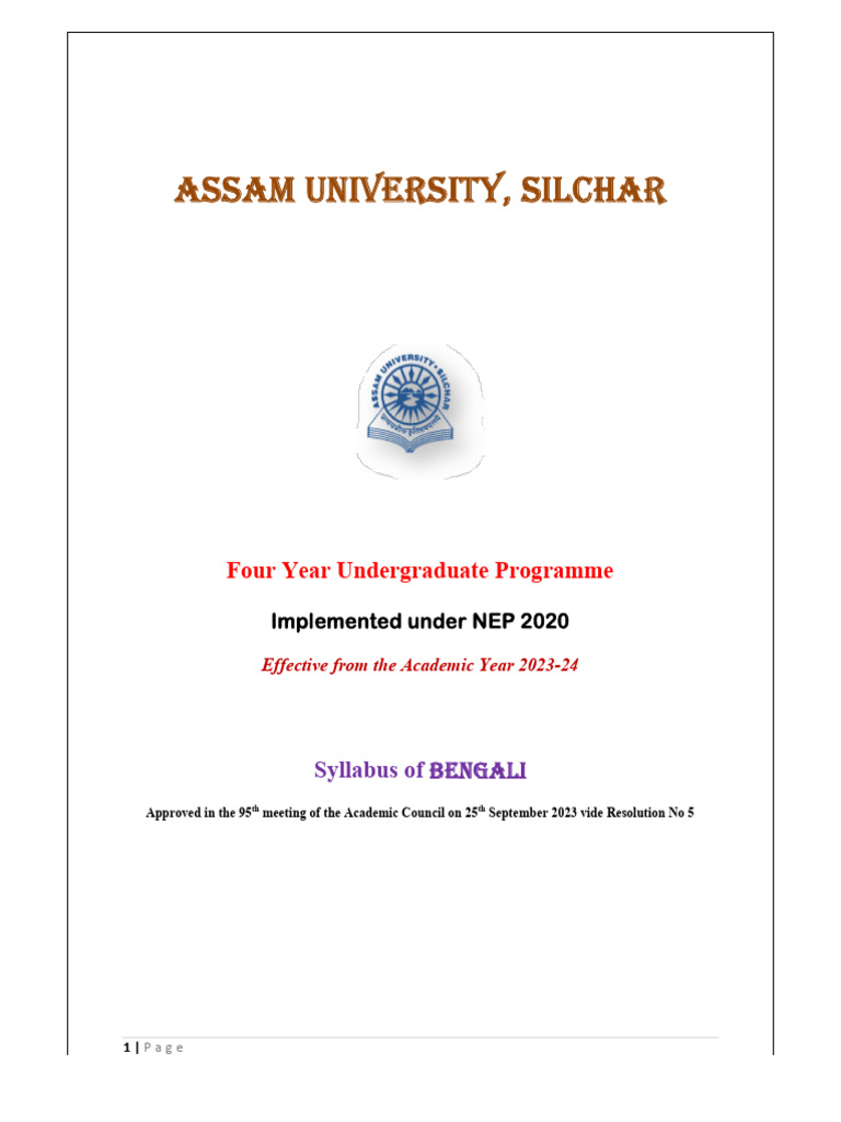 FYUG Syllabus Final | PDF