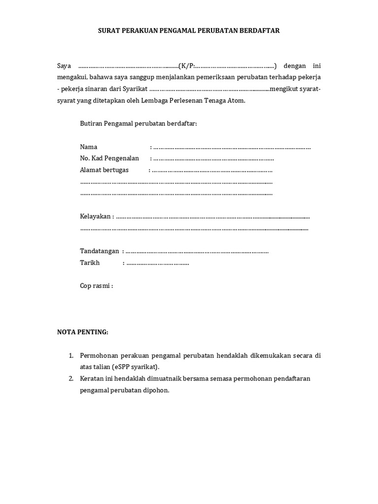 Perakuan Pengamal Perubatan Berdaftar | PDF