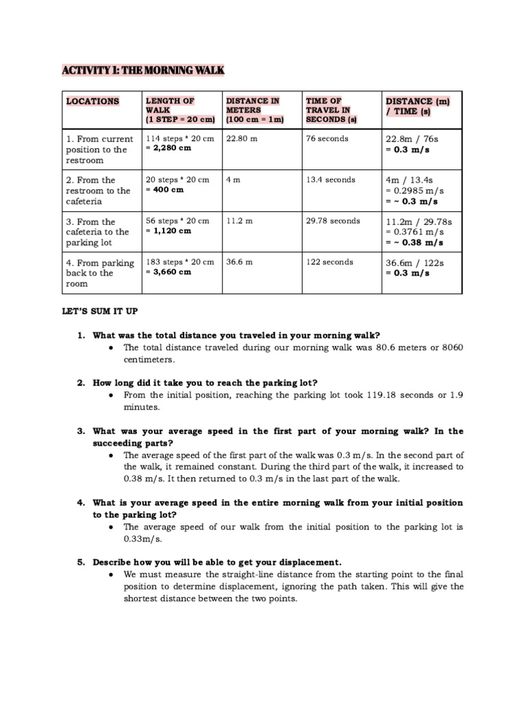 ACTIVITY 1_ THE MORNING WALK | PDF