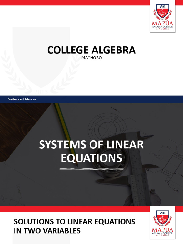 MATH030 M1 Lesson 7 Systems of Linear Equations | PDF