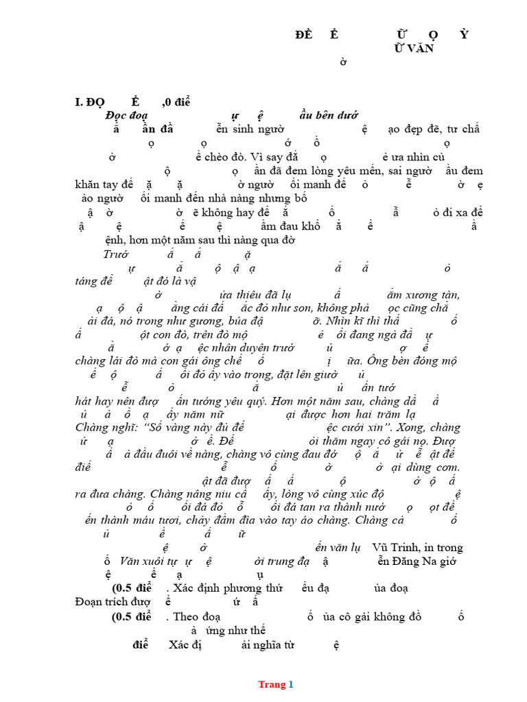 De Kiem Tra Giua HK1 Ngu Van 9 | PDF