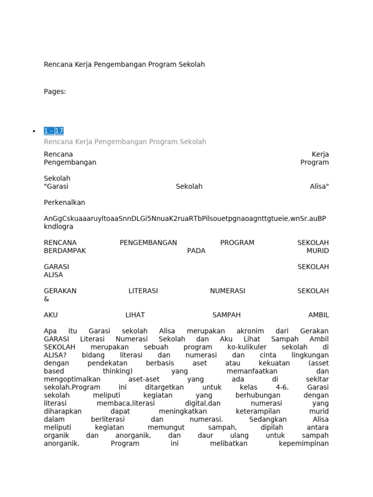 Rencana Kerja Pengembangan Program Sekolah | PDF