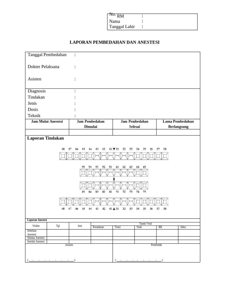 Form Laporan Tindakan Dan Monitoring Anestesi-GIGI | PDF