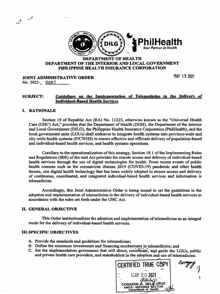 DOH DILG PHIC Joint Administrative Order No 2021 0001 | PDF