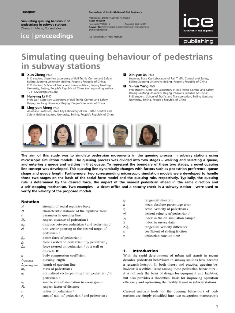 Simulating Queuing Behaviour of Pedestrians | PDF | Force | Simulation