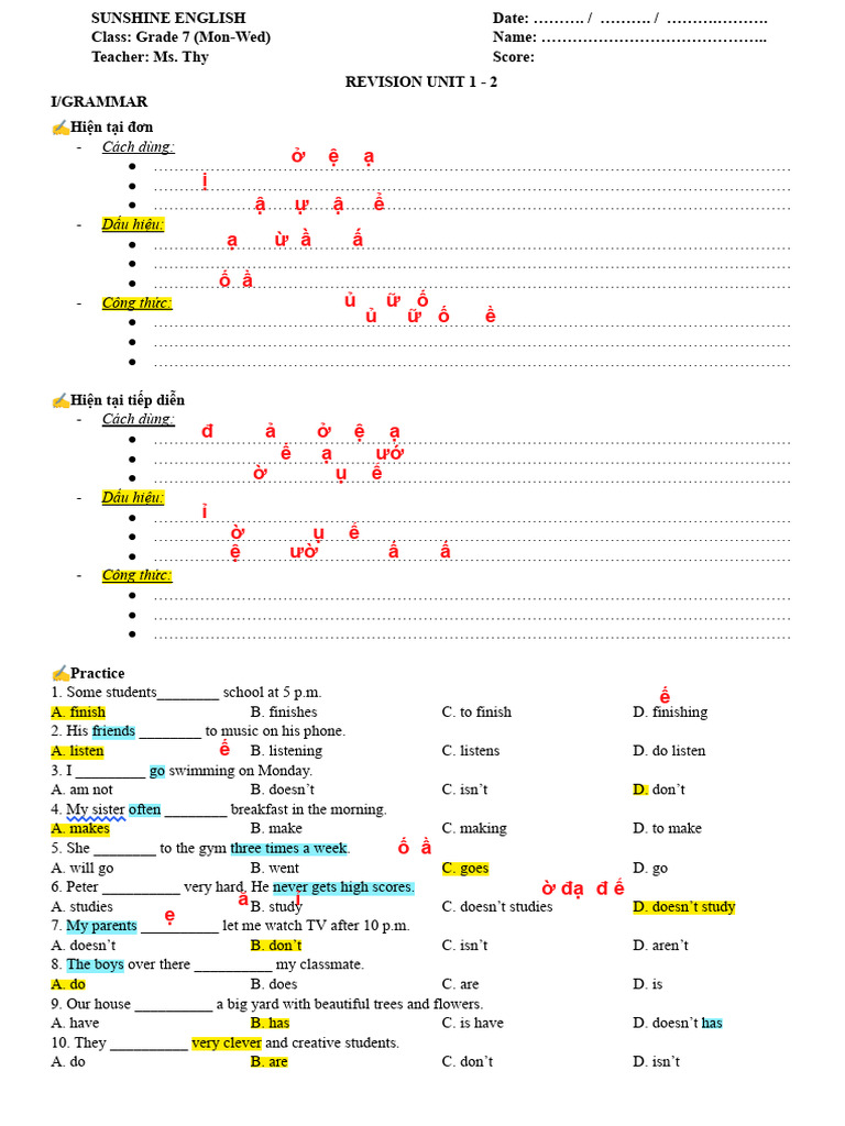 Revision Unit 1-2 | PDF