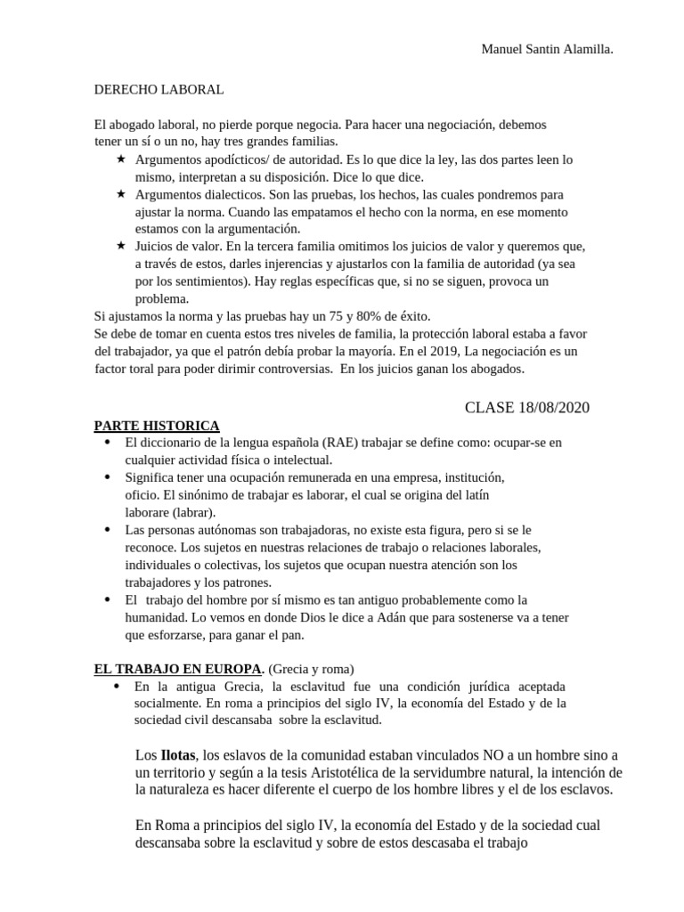 Derecho Laboral I-Manuel Santin | PDF