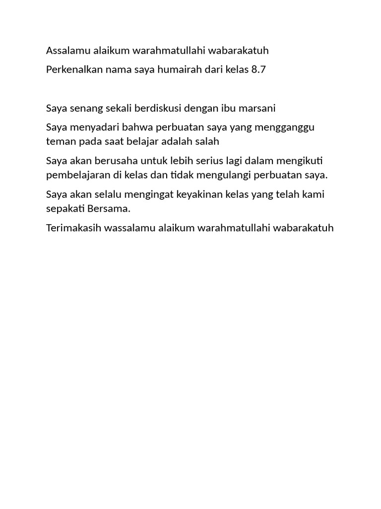 Assalamu Alaikum Warahmatullahi Wabarakatuh | PDF