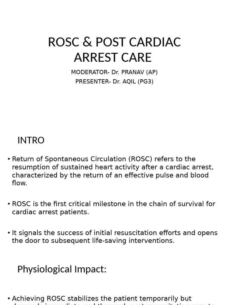 Rosc and Post Cardiac Care | PDF
