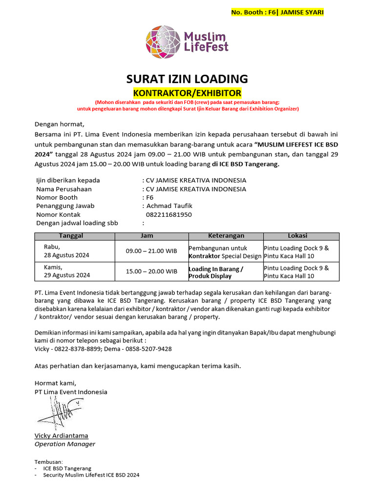 Surat Izin Loading Pass | PDF
