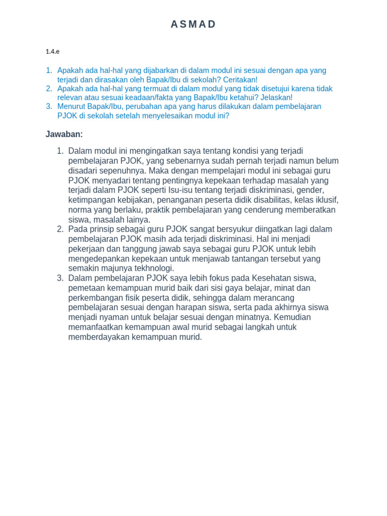 Asmad: Jawaban | PDF