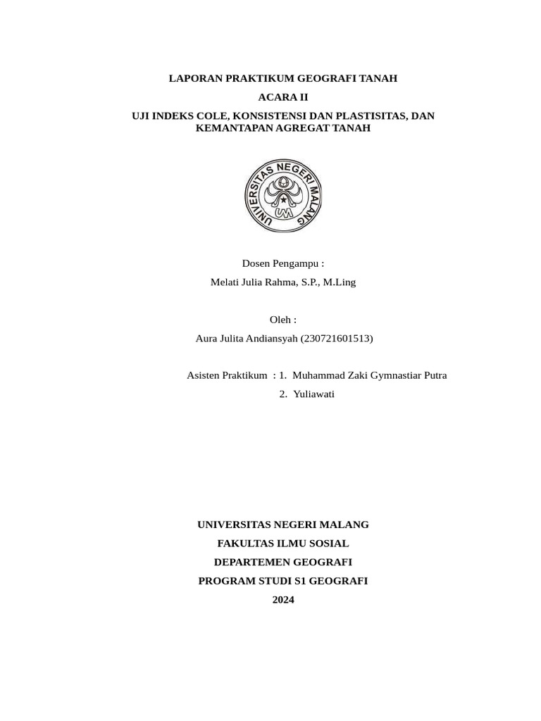 Format Laporan Praktikum Geografi Tanah | PDF
