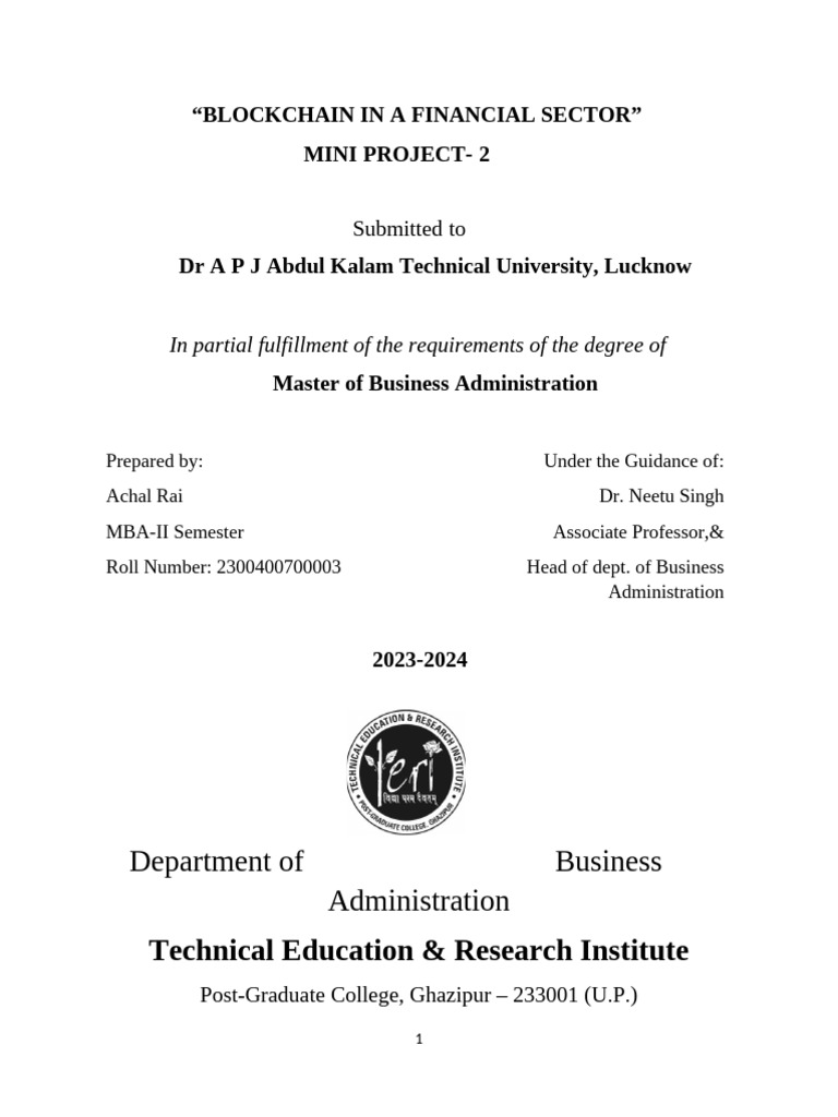 ACHAL Blockchain Final | PDF | Business