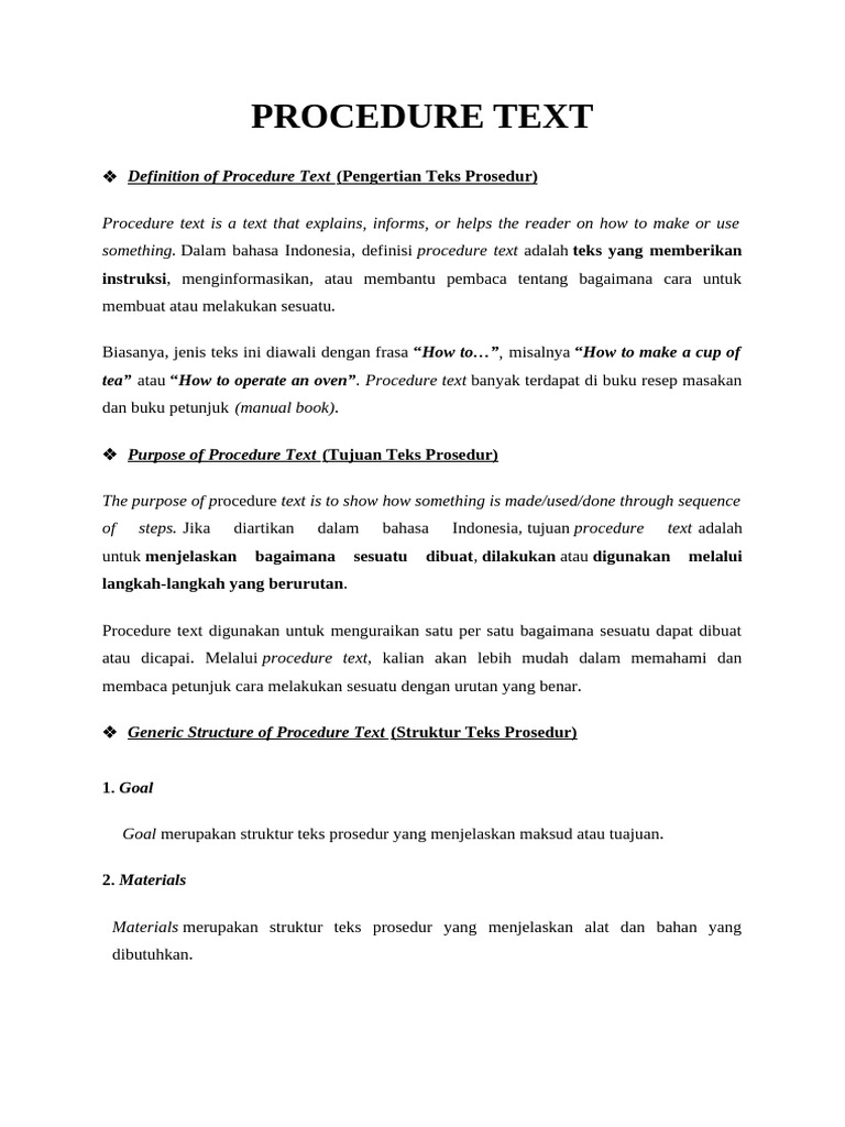 Materi Procedure Text | PDF