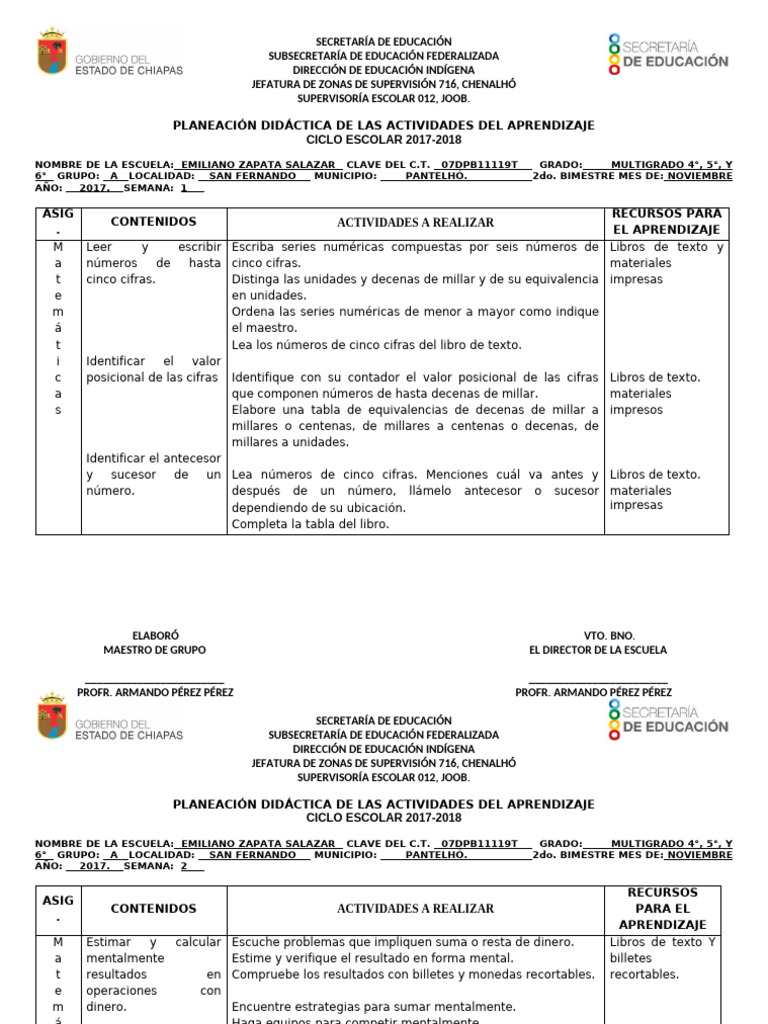 Planeacion de Matematicas Armando | PDF