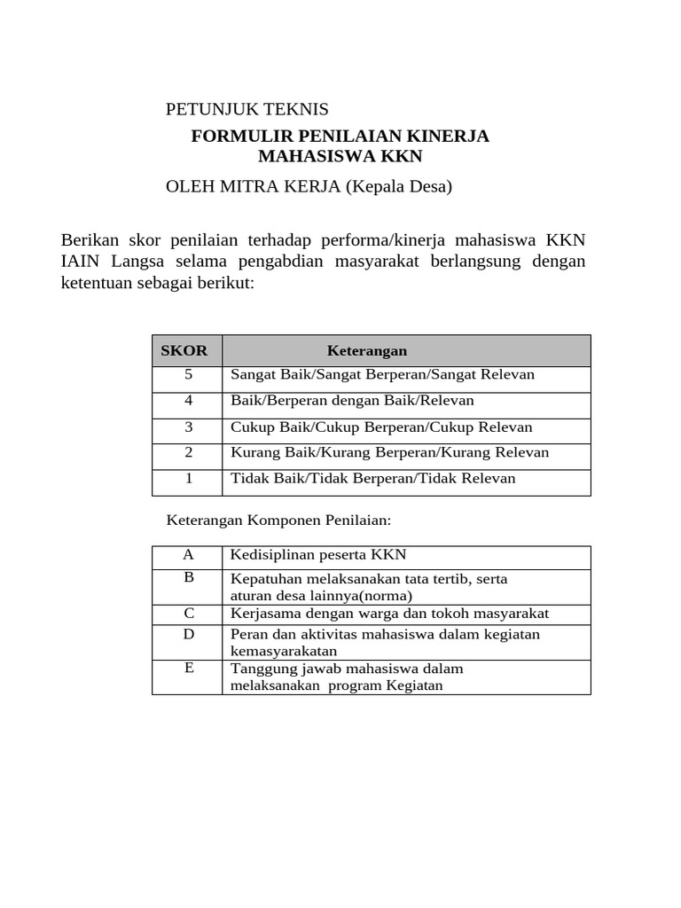 Penilaian KKN | PDF