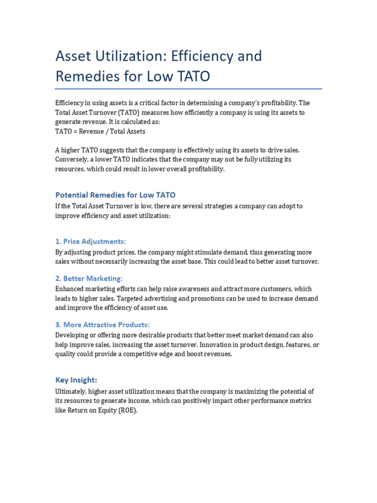 Asset Utilization Efficiency Merged | PDF