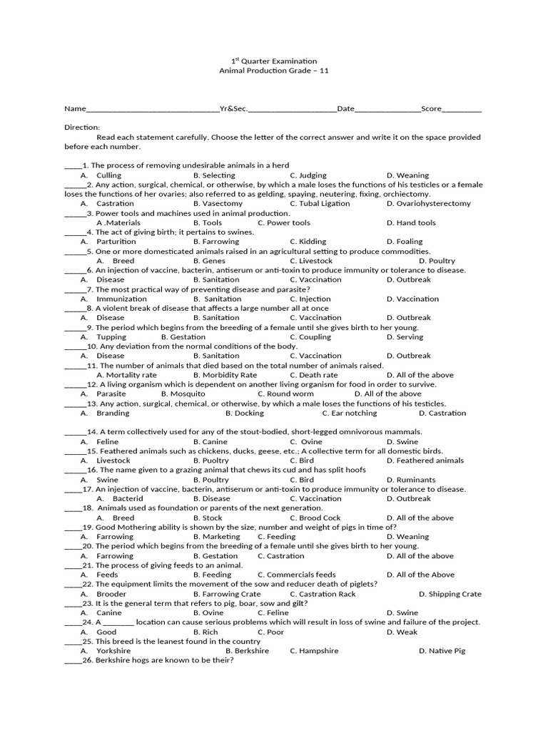 G11 Exam 1ST 2022-23 | PDF