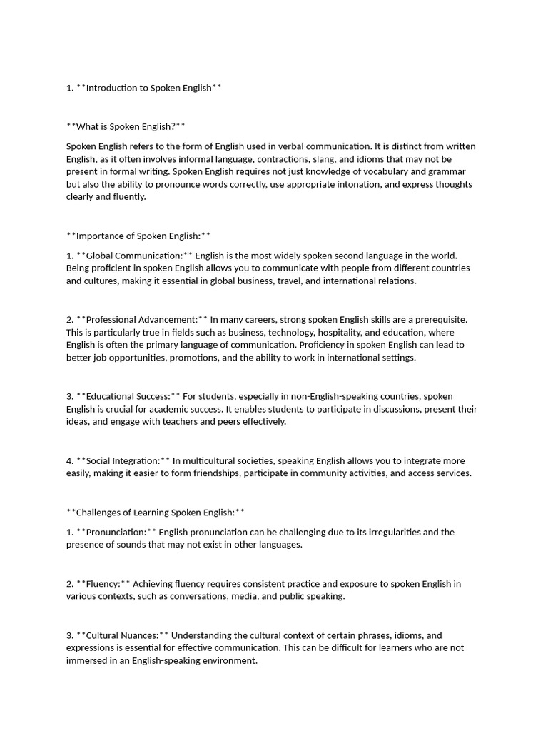 Spoken English (By-Riyansh) | PDF