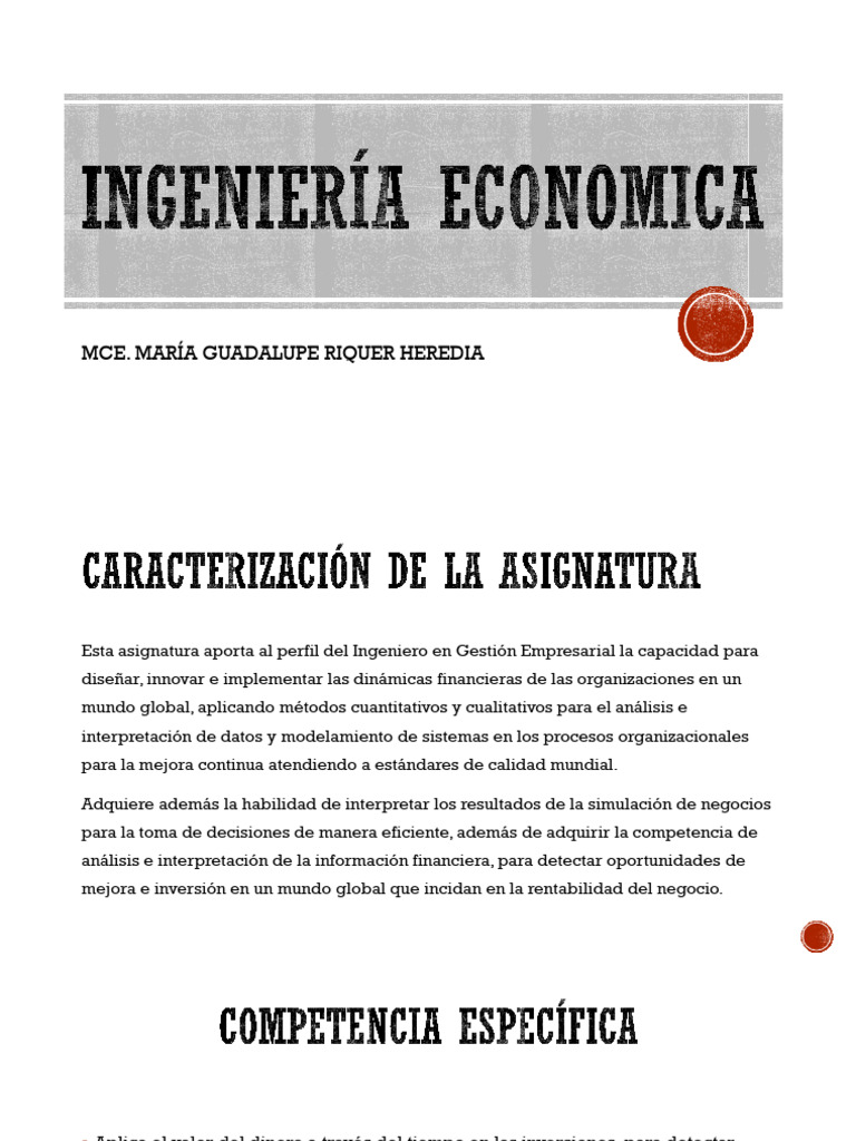 Presentacion Tema 1 Ing. Econ Actualizado | PDF