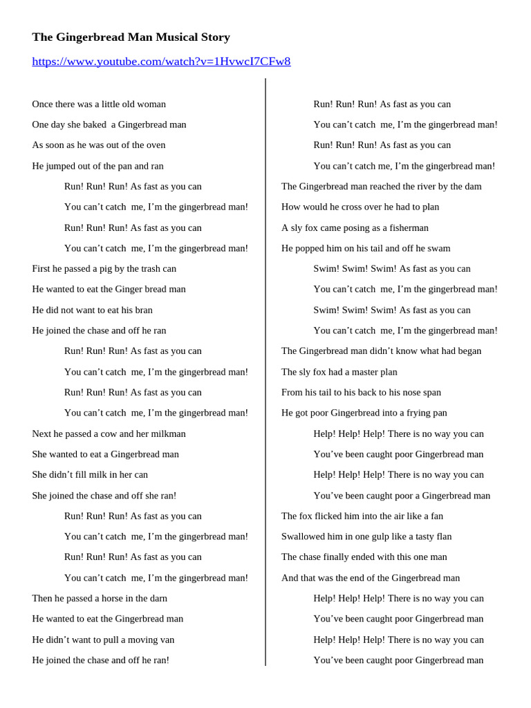 The Gingerbread Man Musical Story | PDF