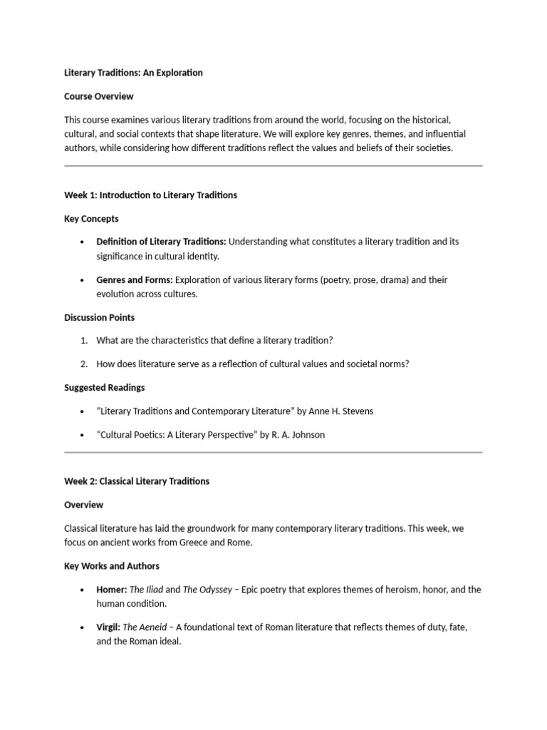 My Personal Notes On Lit Traditions 230 | PDF