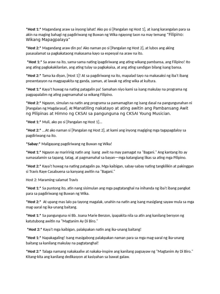 Script Buwan NG Wika | PDF