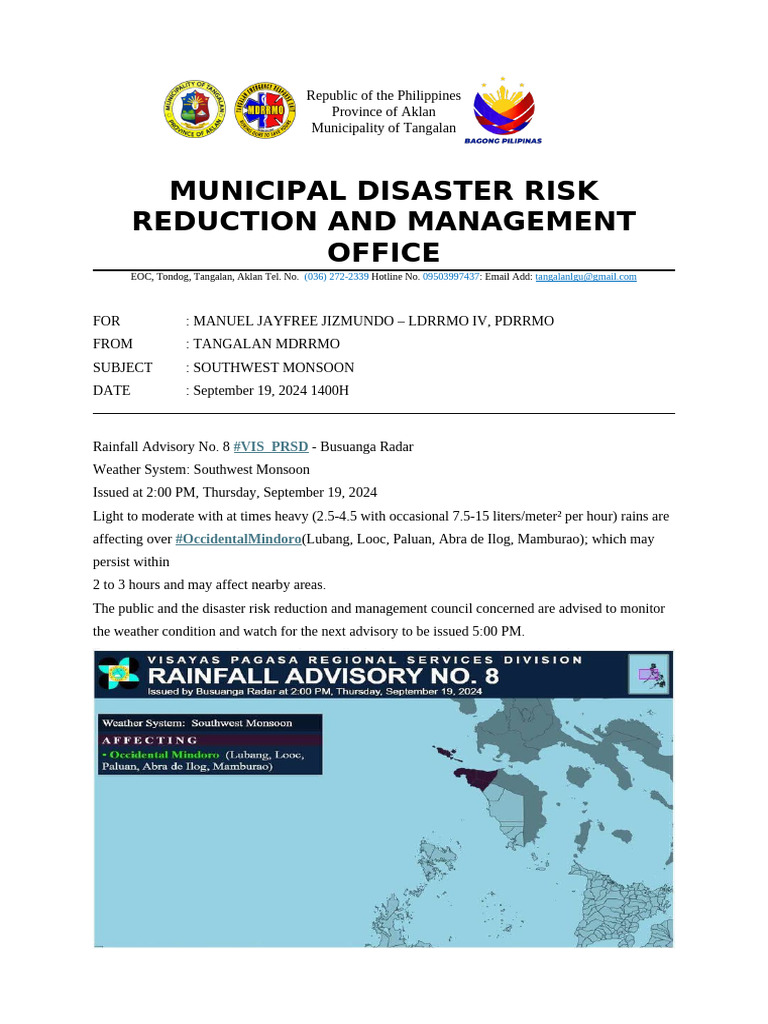 Tangalan Final Sitrep SEPTEMBER 19, 2024 | PDF