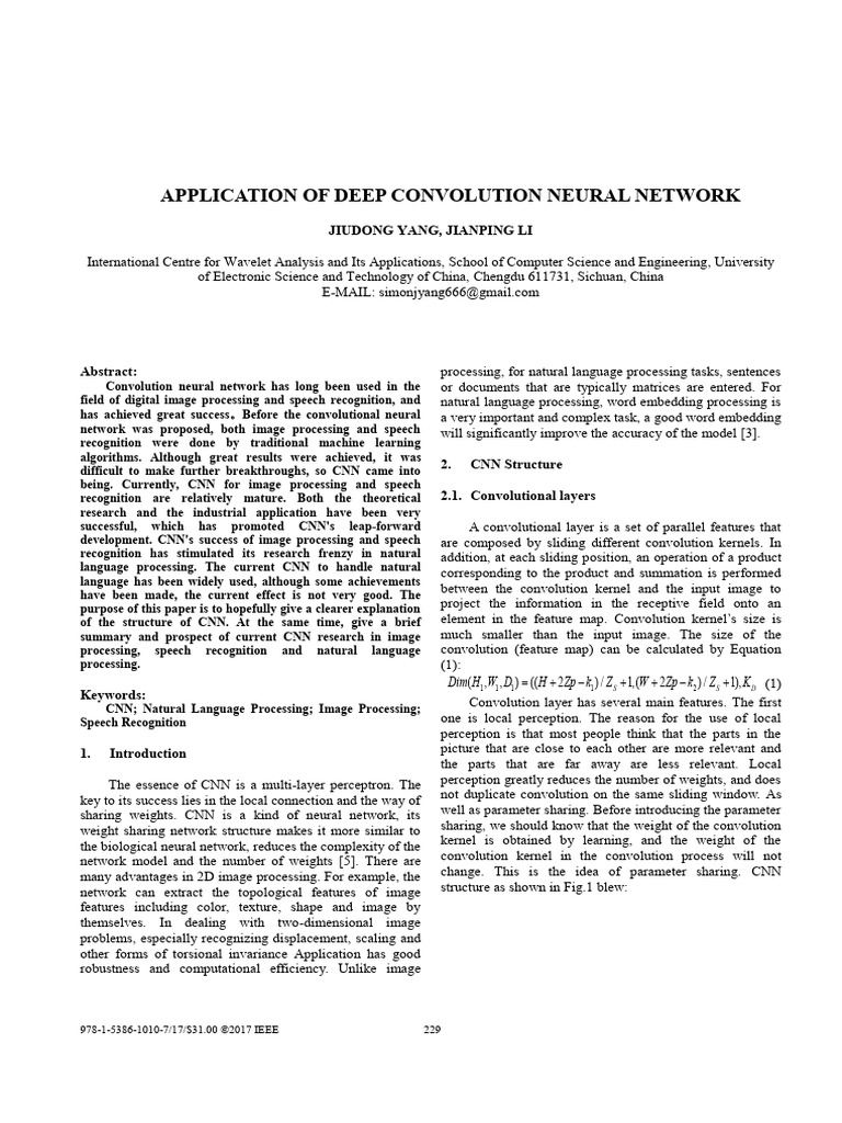 APPLICATION OF DEEP CONVOLUTION NEURAL NETWORK | PDF APPLICATION OF DEEP CONVOLUTION NEURAL NETWORK | PDF