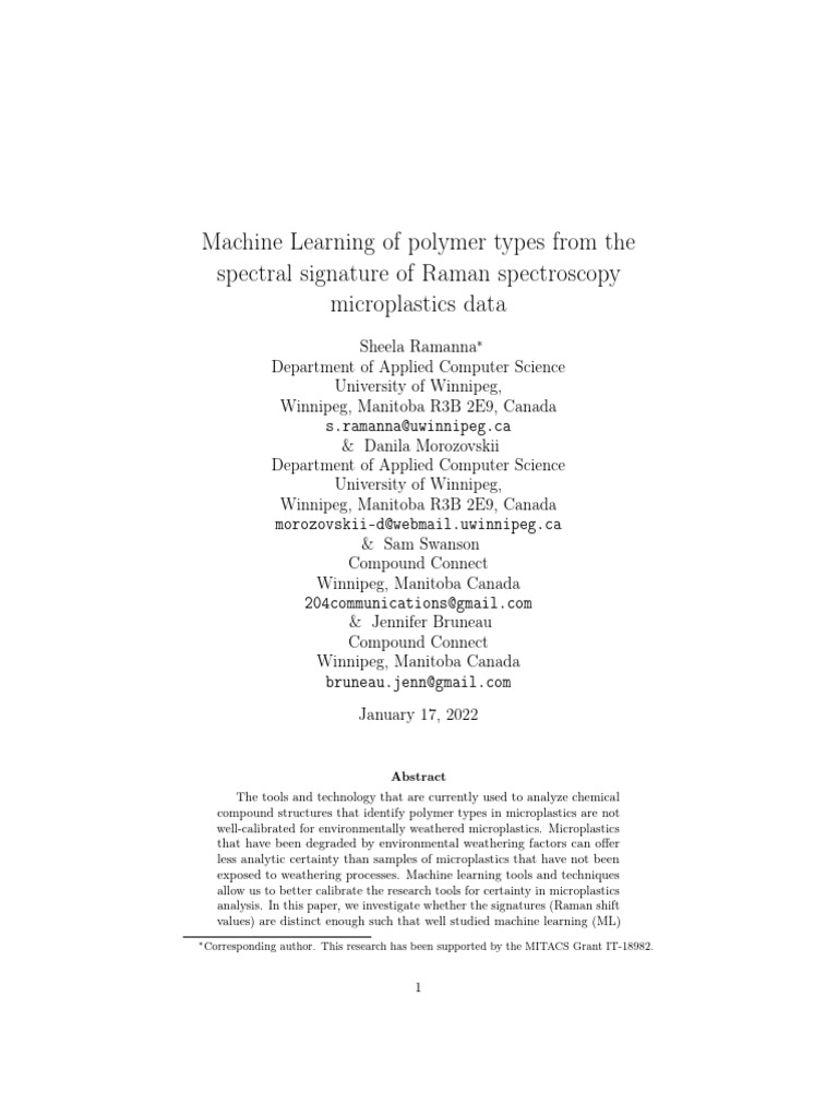Machine Learning of Polymer Types From The | PDF