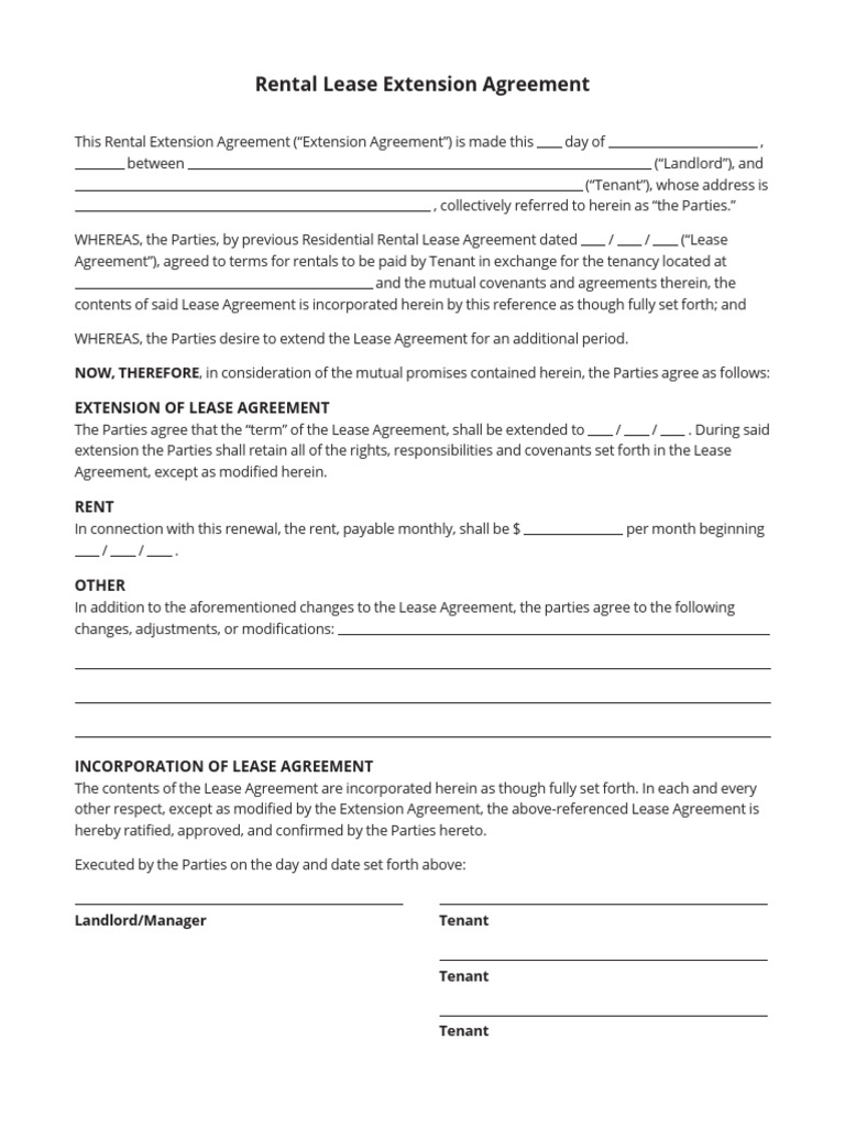 Rental Lease Extension Agreement PDF | PDF