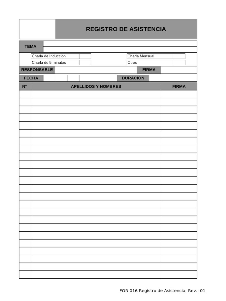 For-5 Registro de Asist | PDF
