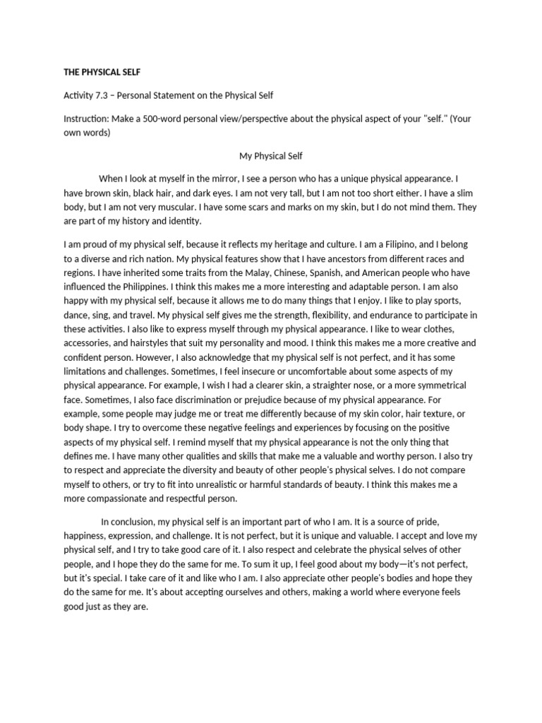 My Physical Self | PDF